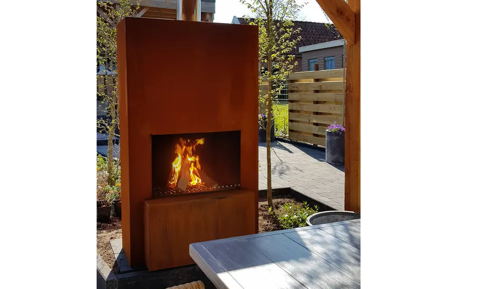Corten Steel Modern Outdoor Fireplace Surround Fire Pit, HCF-008