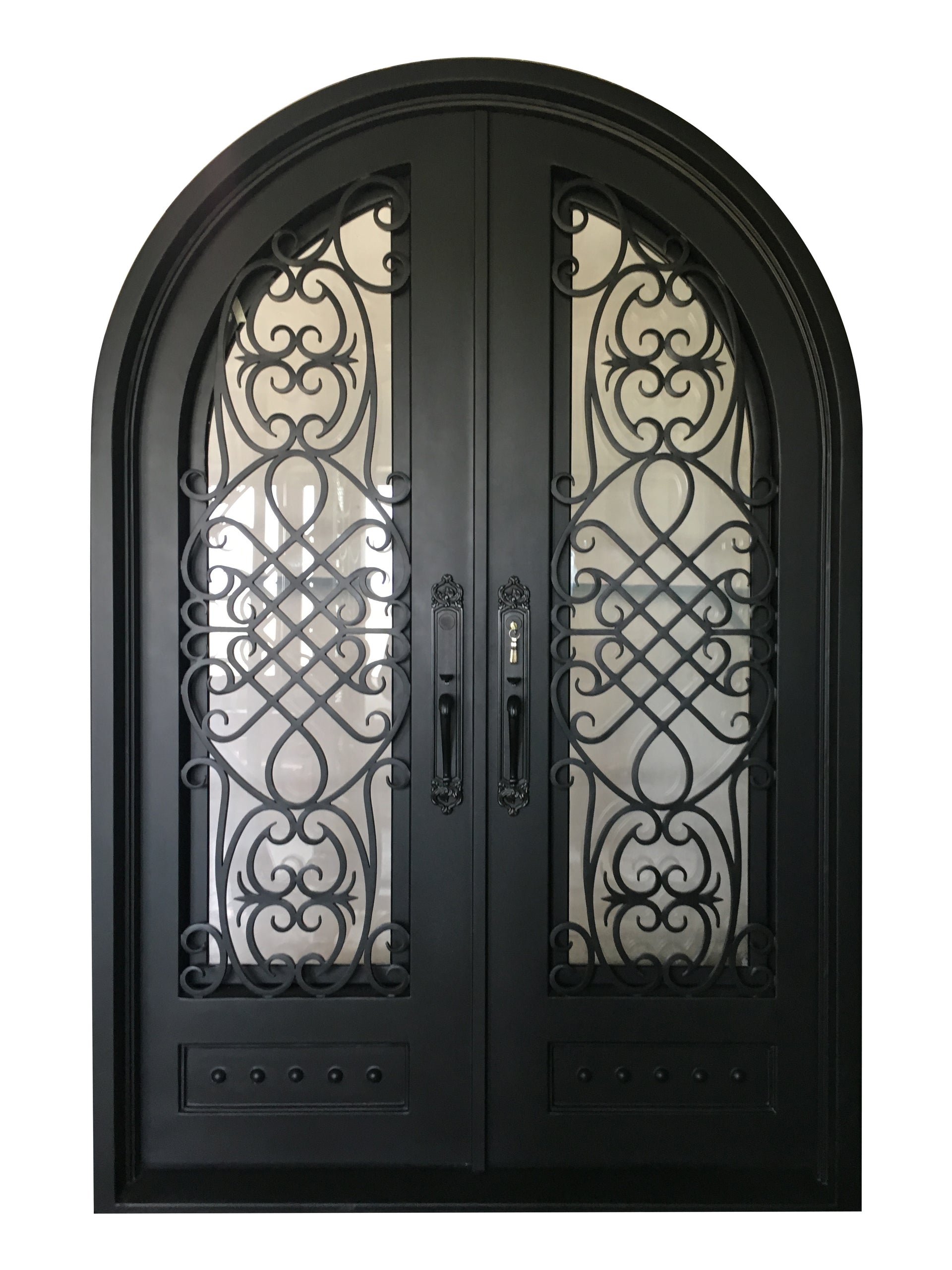 Exterior Wrought Iron Double Entry Door with Operable Insulation Glass